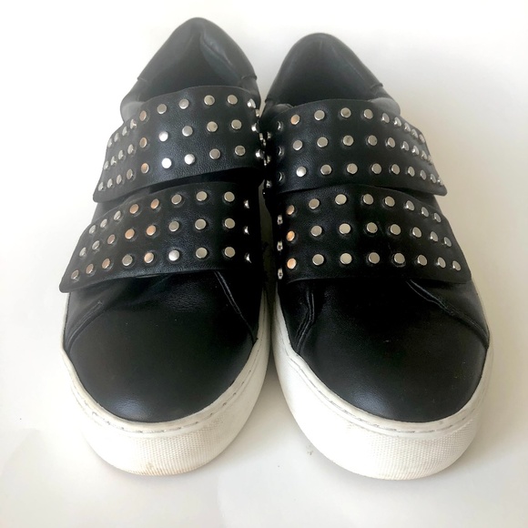 J Slides | Shoes | Jslides Nyc Black Leather With Silver Studded ...